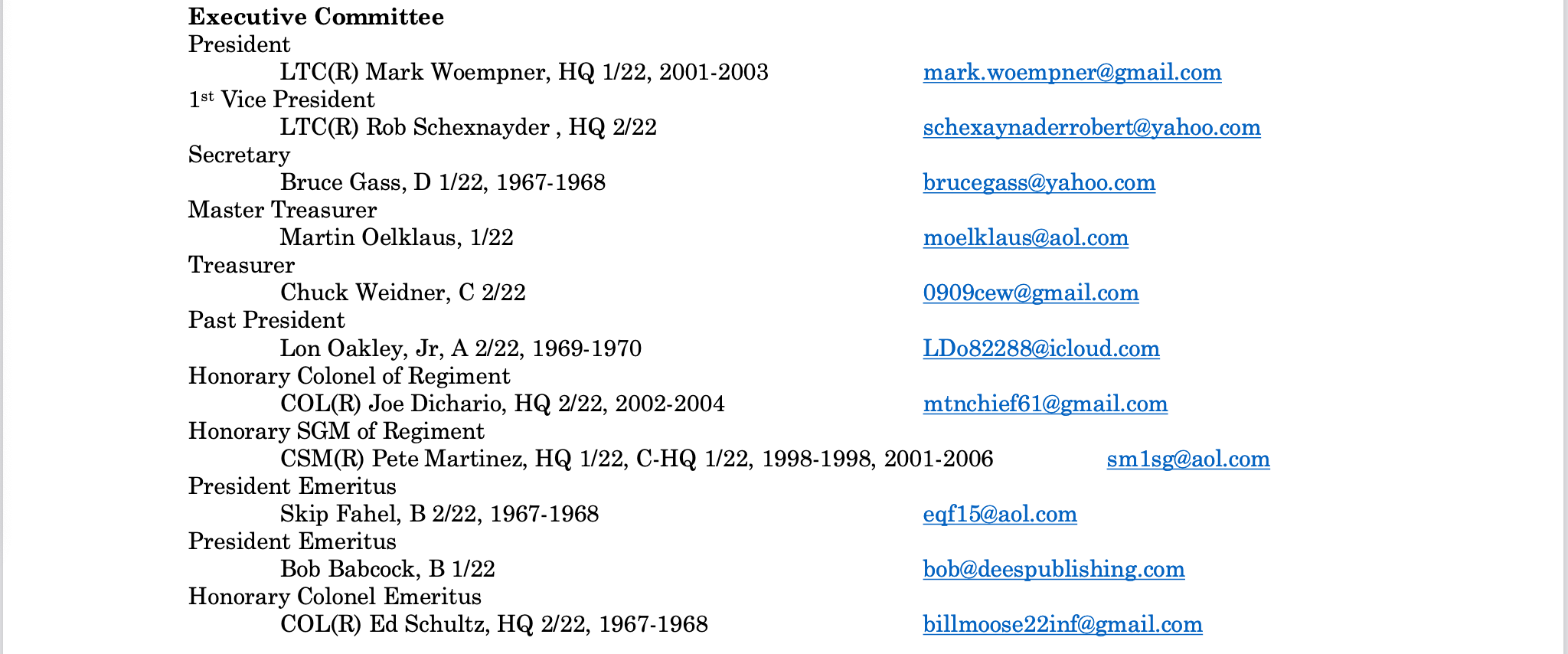 22nd IRS Officers and Directors